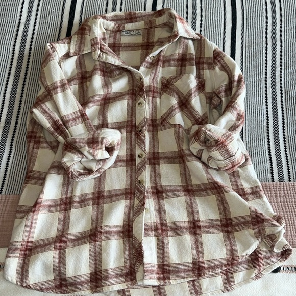 Arizona Jean Company | Tops | Burnt Orange And Cream Flannel | Poshmark